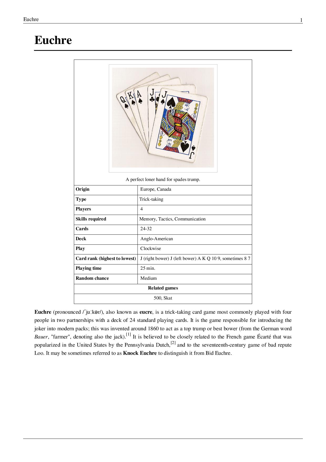 Euchre Rules